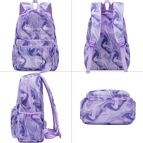 Meisohua Mesh Backpack for School Girls Semi-Transparent Backpack for Kids See Through Teen Girls Backpack with Storage Bag 2 in 1 Set
