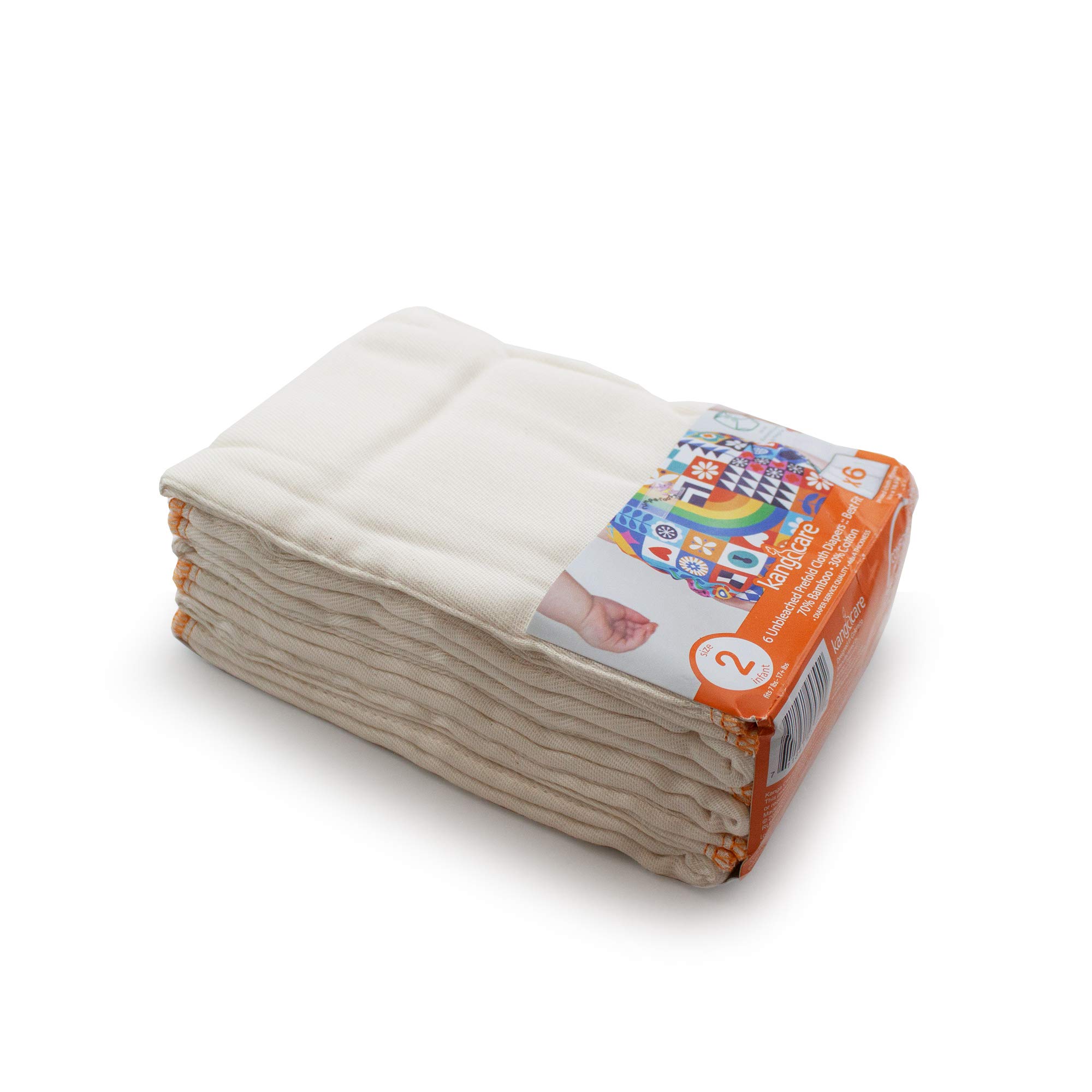 KANGA CARE Prefold Size 2 Cloth Diaper Set Reusable Unbleached Viscose of Rayon from Bamboo 6 Pack + 2 Waterproof Rumparooz One Size Diaper Cover Baby Girl