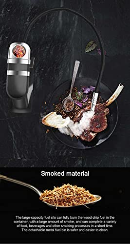 KENKUO Food Smoking Gun, Portable Handheld Indoor-Outdoor Smoke Infuser Cold Smoke Generator Tool for Meat, Drinks, BBQ, Cheese, (Black), 125x55x125mm, G01K
