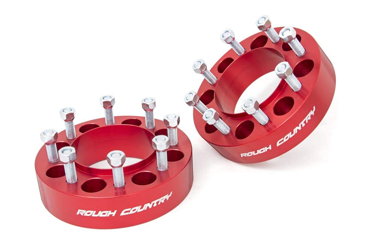 Rough Country 2" Wheel Spacers for Ford SuperDuty 4WD (2003-2024) - Fits 8x170 Bolt Pattern, Anodized Red, 2 PCS