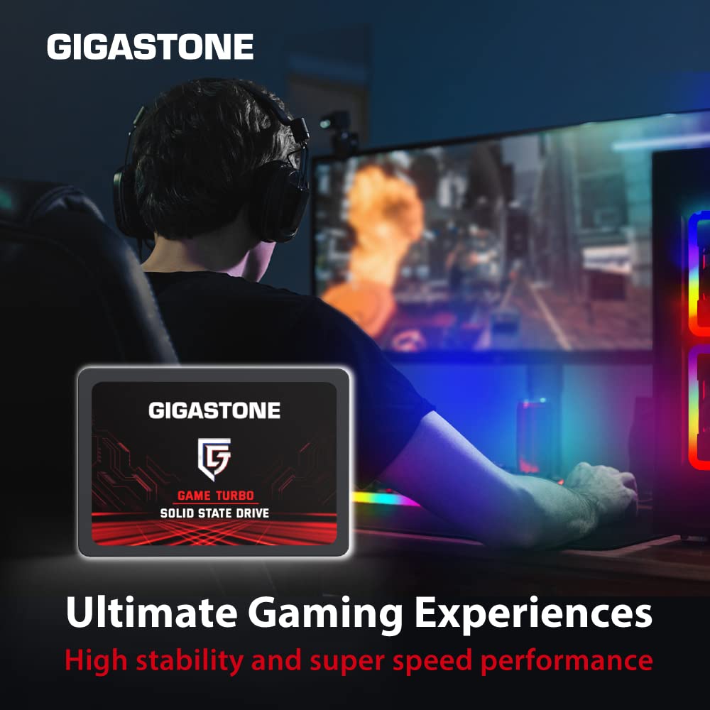 Gigastone SATA SSD 128GB (5-Pack) 2.5 inch SSD 520MB/s Upgrade Laptop PC Memory and Storage PS4 HDD Replacement 2.5" Internal Solid State Hard Drives SATA III SLC Cache 3D NAND Game Turbo Performance