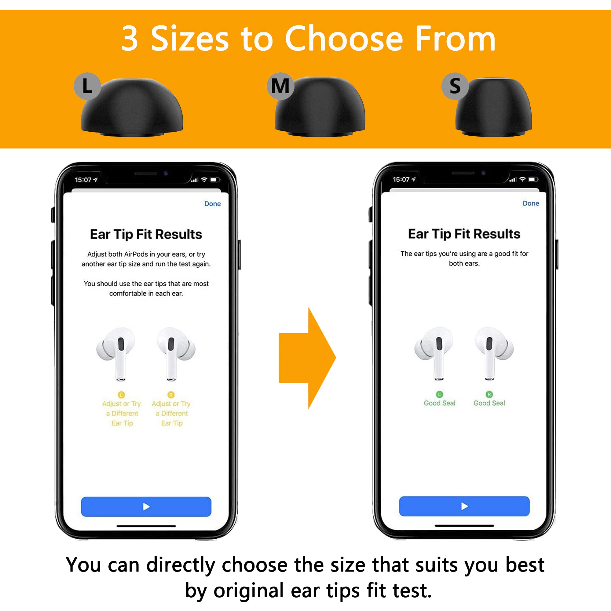 KASOTT Memory Foam Ear Tips for AirPods Pro 1st & 2nd Gen, Replacement Ear Tip Premium Memory Foam Earbud Tips, Perfect Noise Reduction, Ultra-Comfort, Anti-Slip Eartips, Fit in The Charging Case