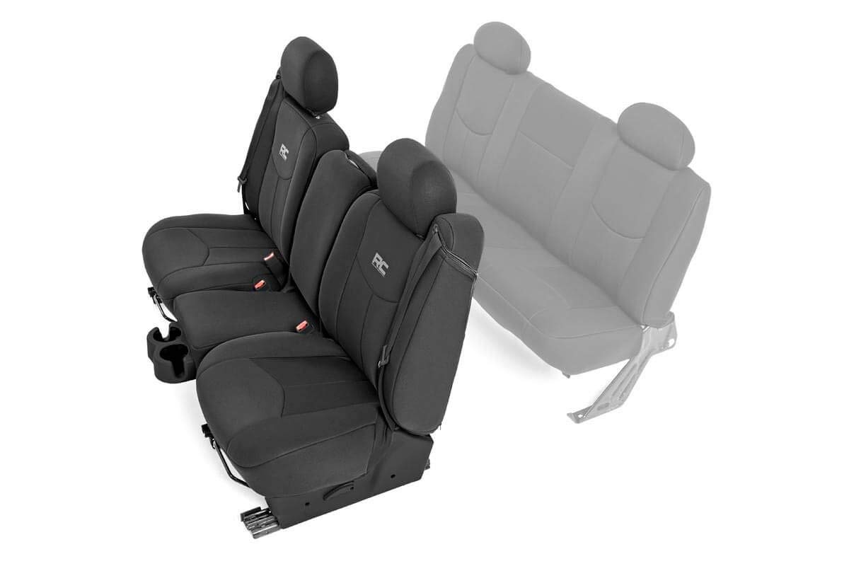 Rough Country Front Neoprene Seat Covers for Chevy/GMC 1500 (1999-2006) - UV & Water Resistant Silverado Seat Covers, Foam Padded Seat Covers for Trucks - Front Truck Seat Covers