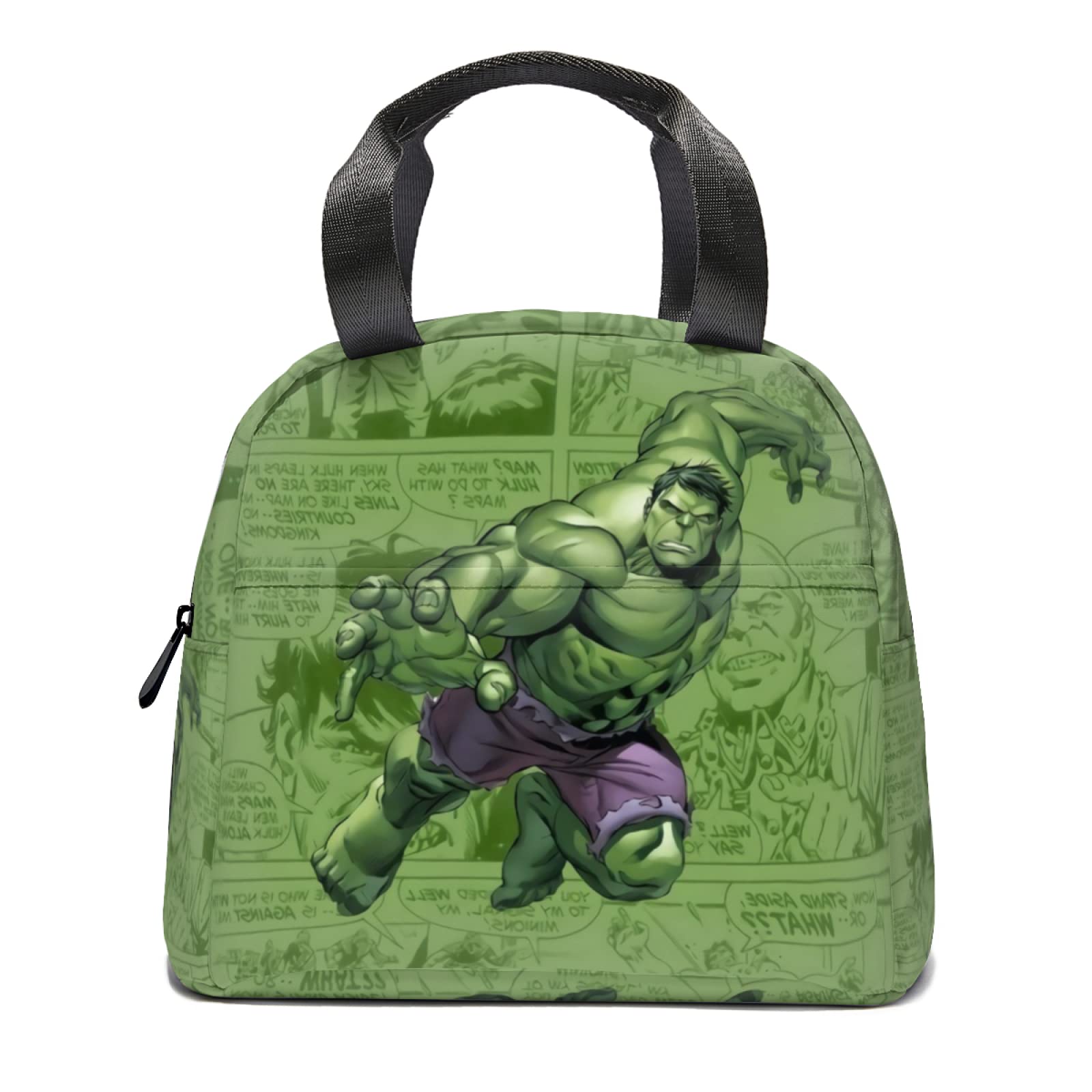 Grehge MNBVCX Green Insulated Lunch Bag Comics Lunch Box Portable Lunch Kit for Men Women Travel Picnic Beach