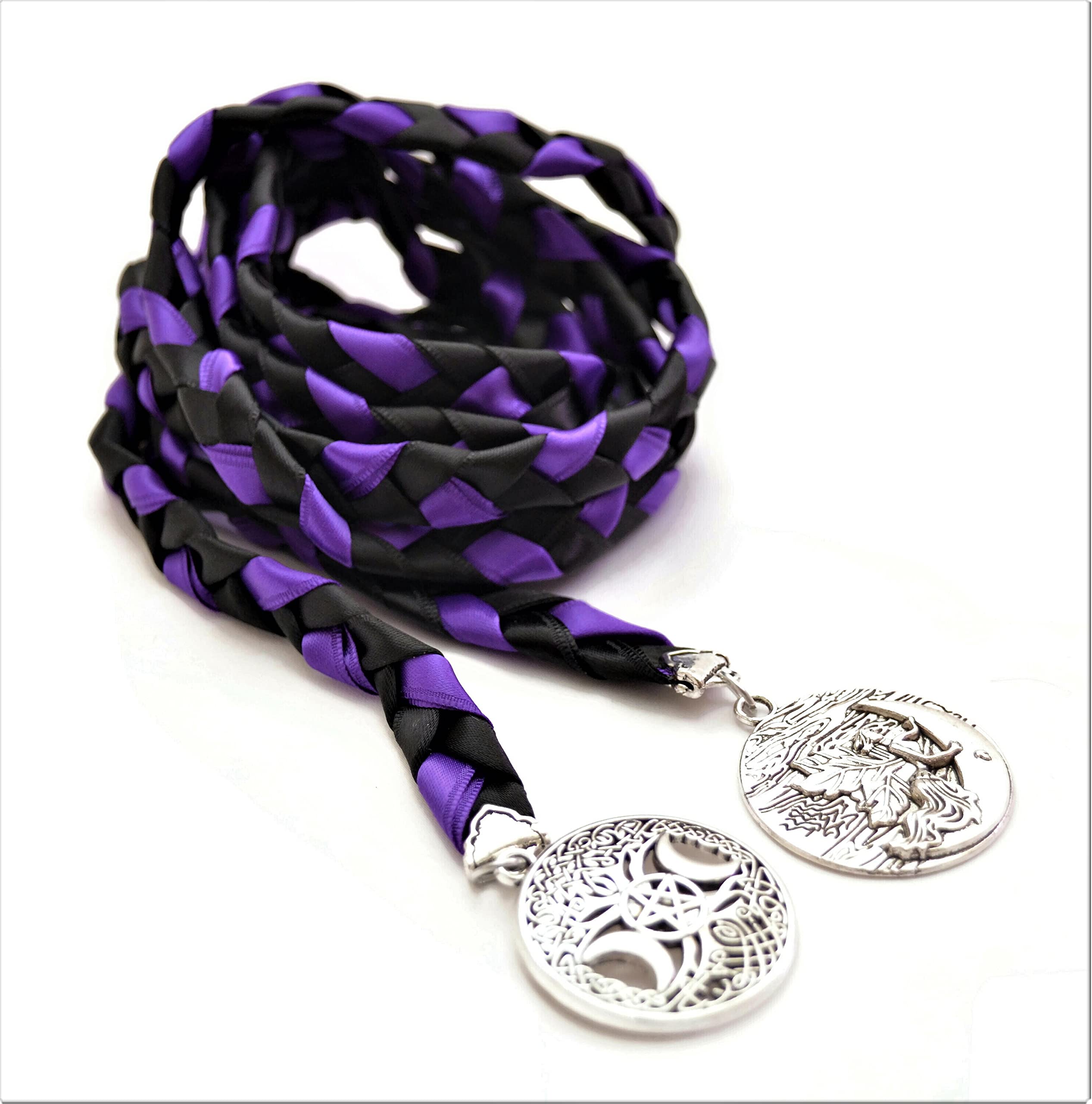Divinity Braid Purple & Black Triple Moon Goddess Wedding Handfasting Cord #Wedding #DivinityBraid #Celtic #Handfasting #Wedding #Pagan #HandfastingCord(HF-020), Black & Purple