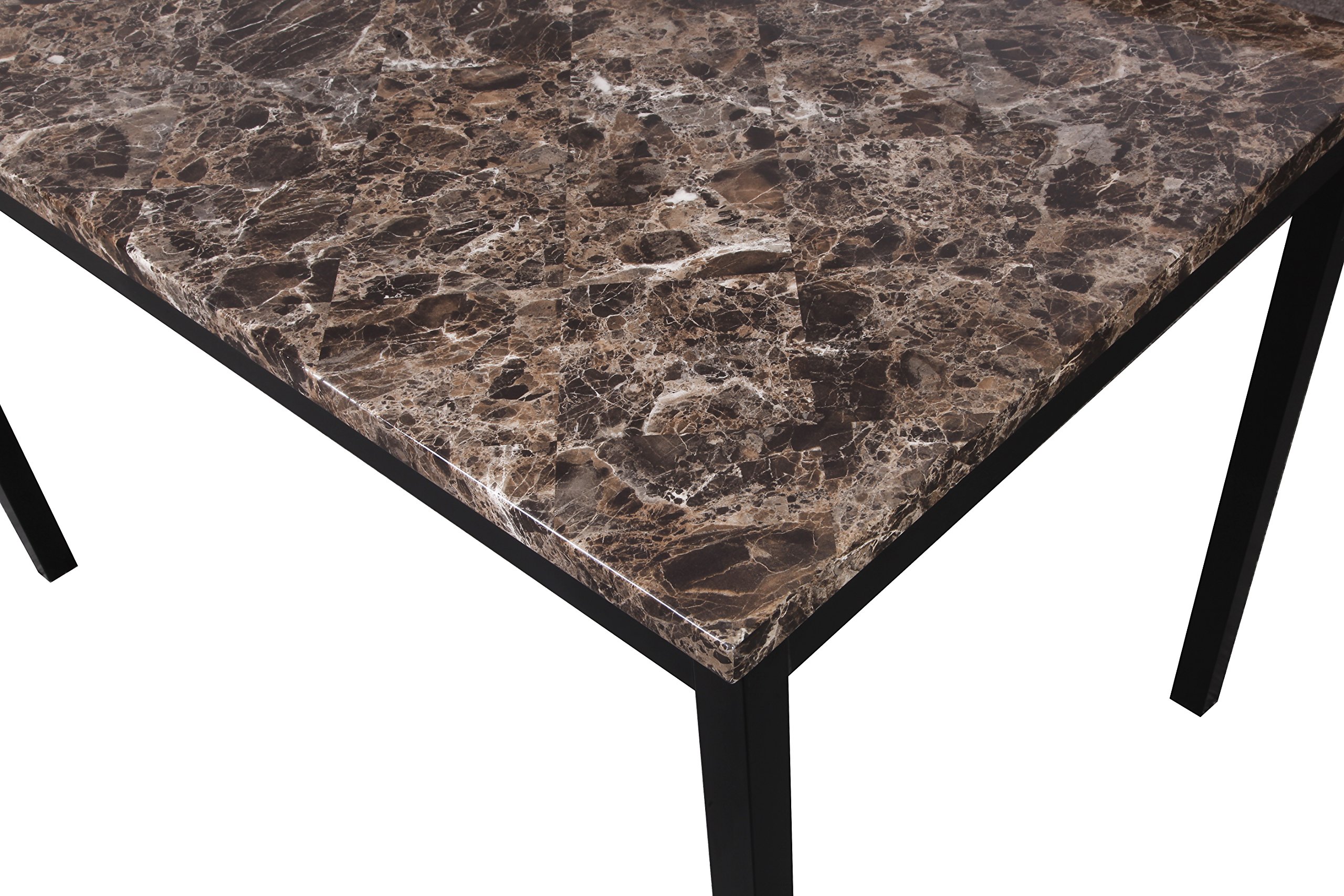 Roundhill Furniture 5 Piece Citico Metal Dinette Set with Laminated Faux Marble Top - Gray