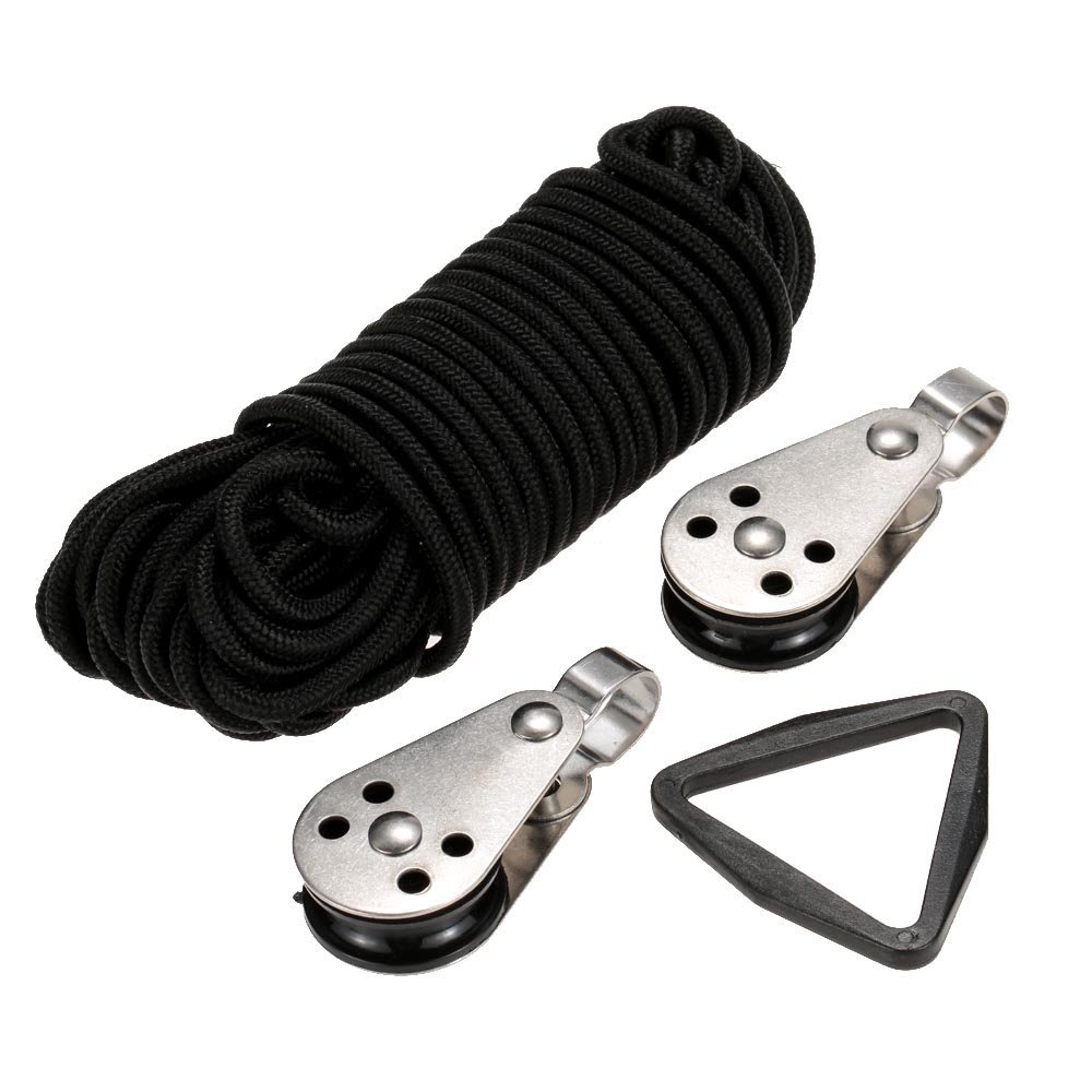 Docooler Kayak Canoe Anchor Trolley Kit System Pulley Cleat Pad eyes with 30ft Rope Kayak Accessories