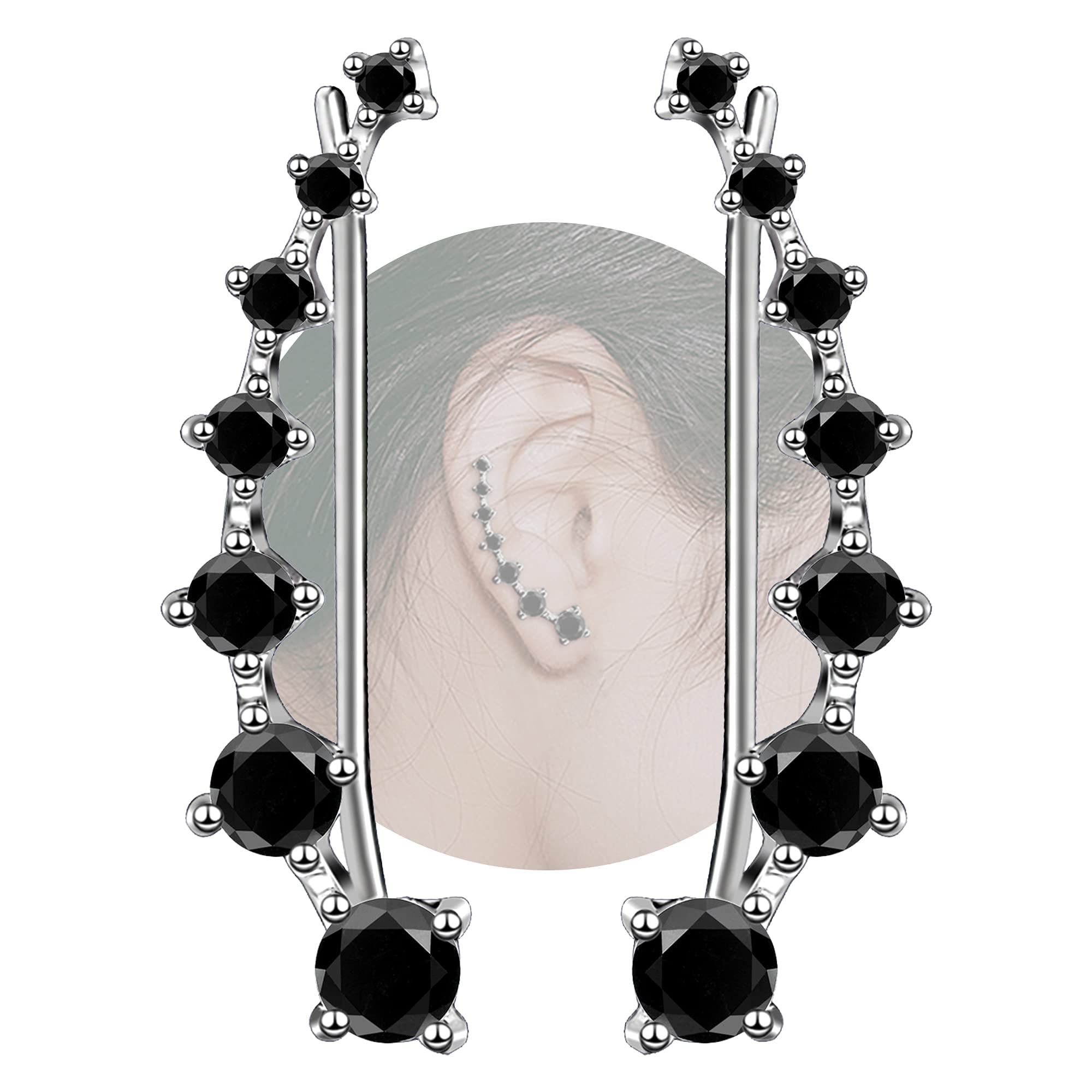 Ear Jewelry for Women 7 Star Ear Cuffs Climber Earrings 925 Sterling Silver Hypoallergenic Earring with Cubic Zirconia for Birthday Gift