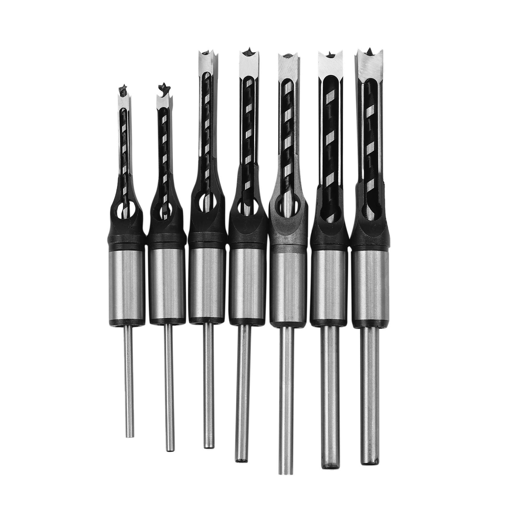 HANFAIRS 7pcs 1/4 to 1/2 Drill Bit 45 Steel Mortising Drilling Woodworking