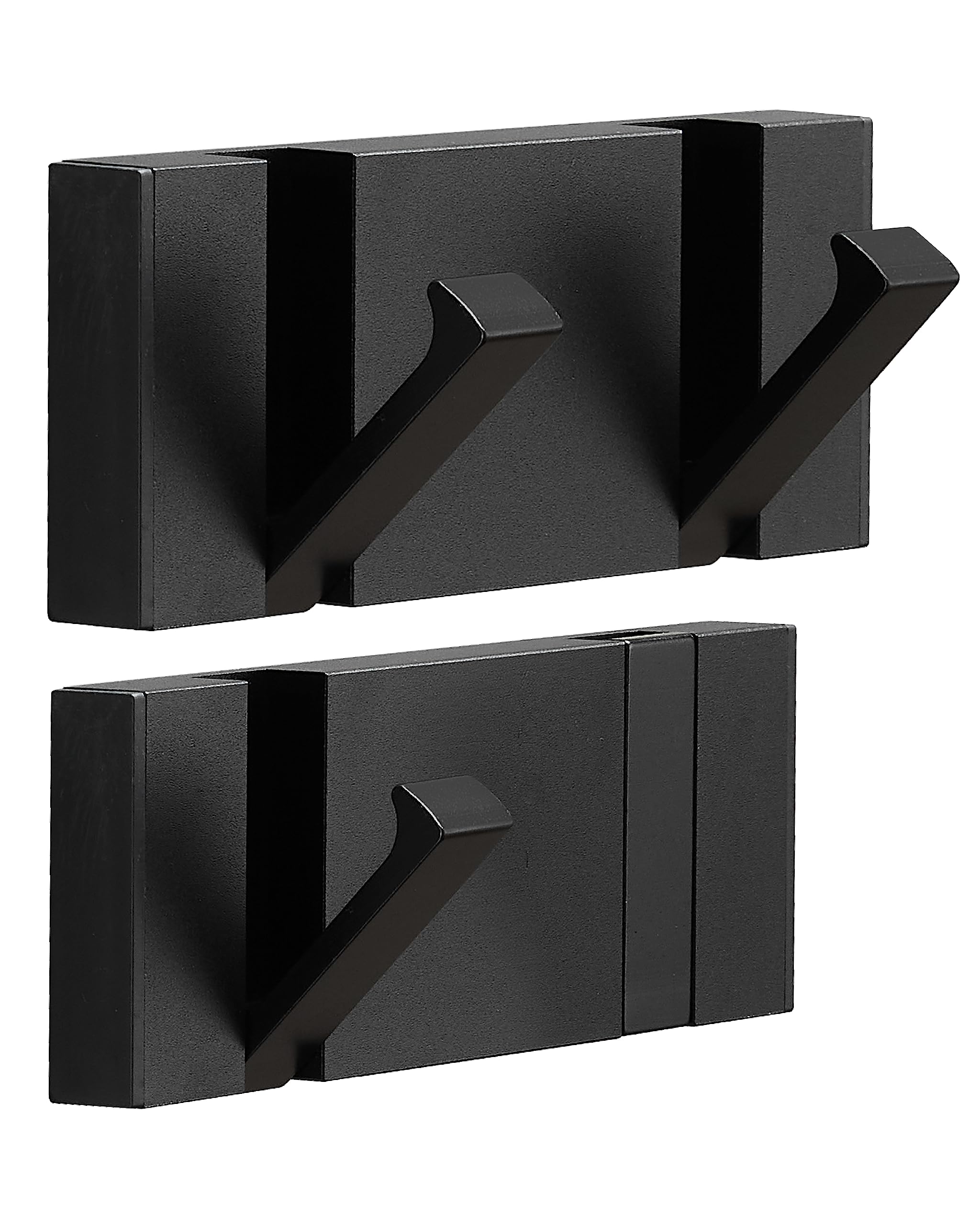SPIEASSE 2 Pack,Modern Waterproof Black Wall Hooks,Foldable Towel Hooks for Bathrooms, Coat Hooks Wall Mounted - Ideal for Bathroom, Kitchen, Balcony