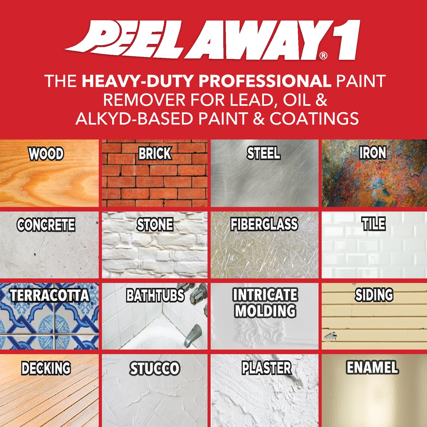 Peel Away 1 Heavy Duty Paint Remover - Removes Up to 30 Layers of Lead, Oil & Alkyd-Based Coatings - Complete Removal System Under the Lid - 1 Gallon