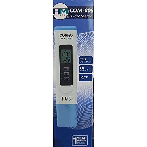 HM Digital EC/TDS HydroTester Model COM-80 HM Digital Water Resistant Ec/TDS Meter w/Temperature in C/F Hydrotester (Model COM-80)