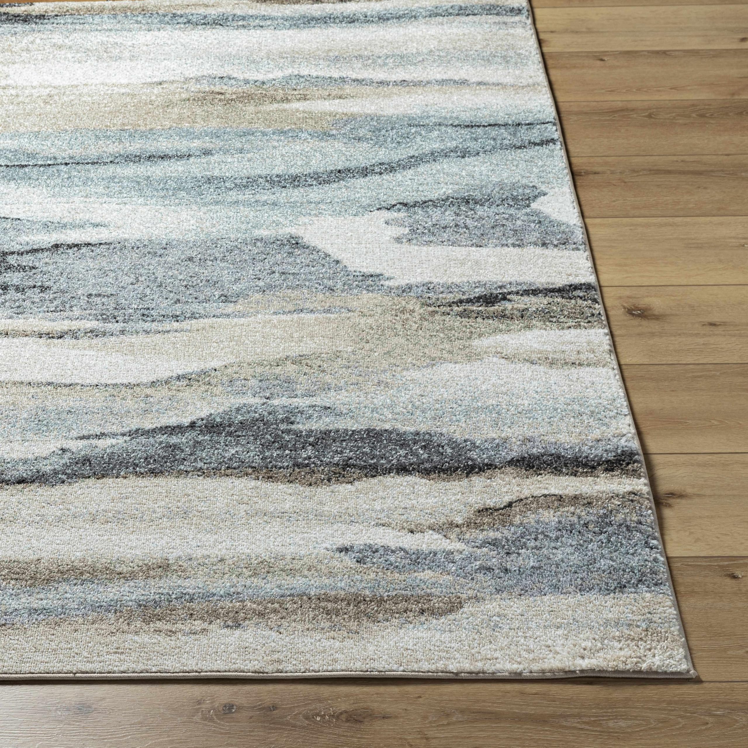 Mark&Day Area Rugs, 5x7 Bennington Modern Aqua Area Rug, Blue Grey Brown Carpet for Living Room, Bedroom or Kitchen (5'3" x 7')