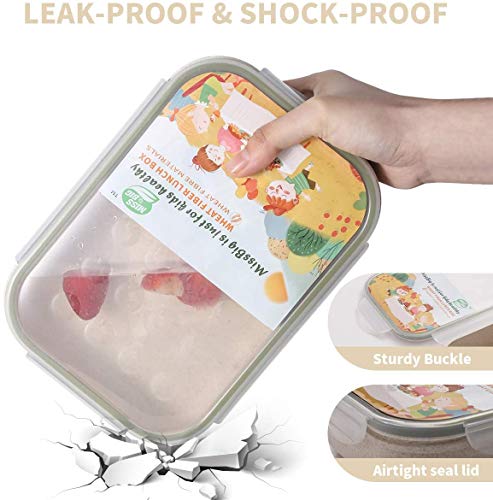 MISS BIG Bento Box, Bento Box for Kids,Ideal Leak Proof Lunch Box Kids,Mom’s Choice Kids Lunch Box, No BPAs and No Chemical Dyes,Microwave and Dishwasher Safe Lunch Containers(White)