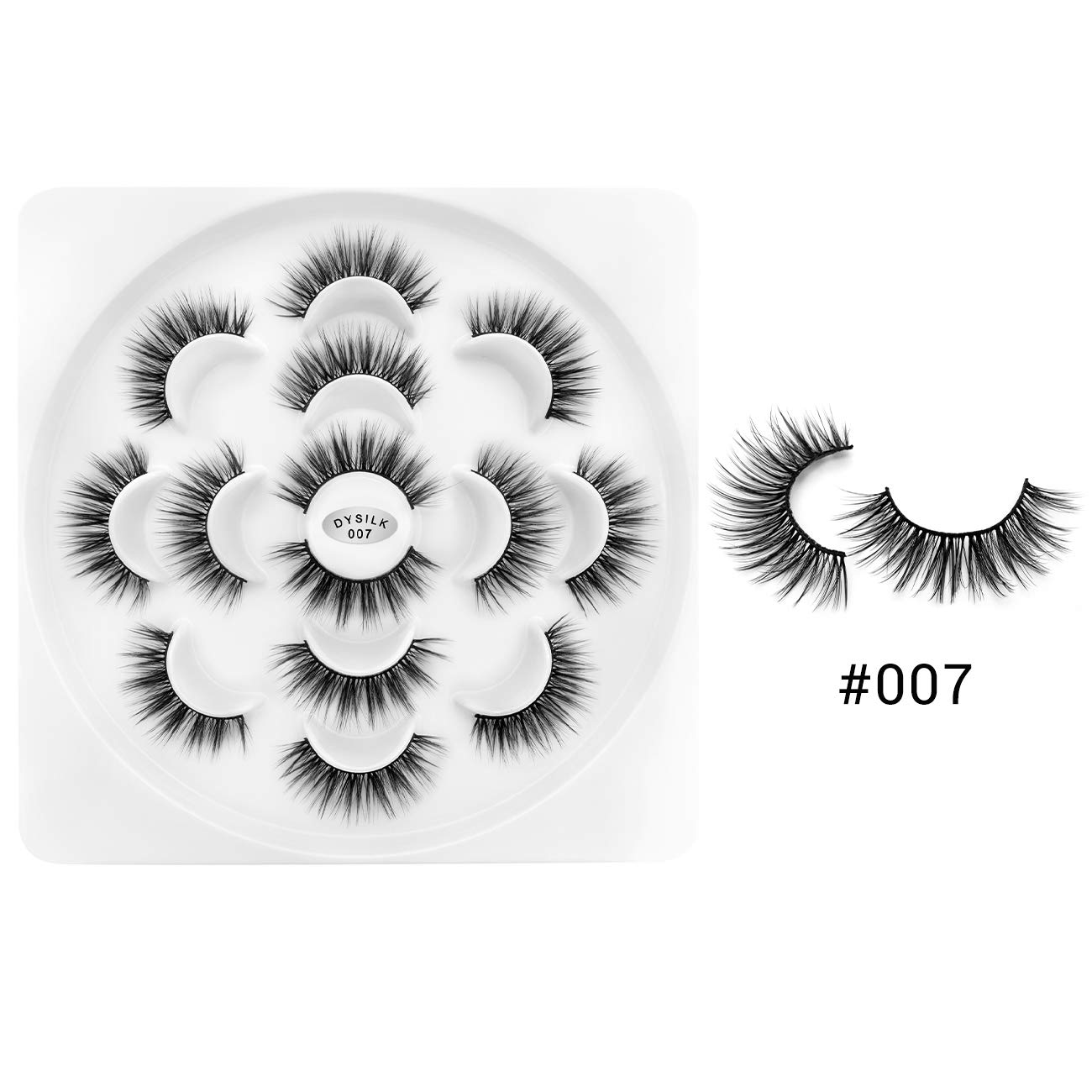 DYSILK 7 Pairs 5D Faux Mink lashes Fluffy Natural Look False Eyelashes Handmade Wispy Soft Fake Eyelashes Long Extension Makeup Reusable Eyelashes
