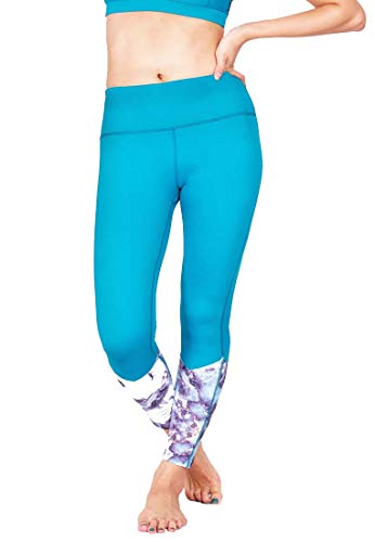 Funfit Hype Blocking Leggings (with Keeperband™) in Mesh Liberty/Aqua Venus Print (S - 3XL) (Aqua Venus, L)