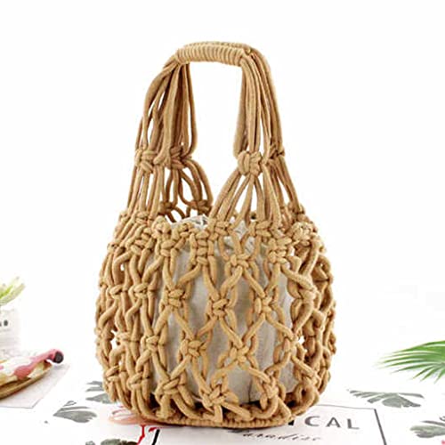 FZZDP Bag Thick Cotton Woven Bag Portable Cotton net Bag Casual Handbag Beach Bag (Color : D, Size : 36 * 15cm)