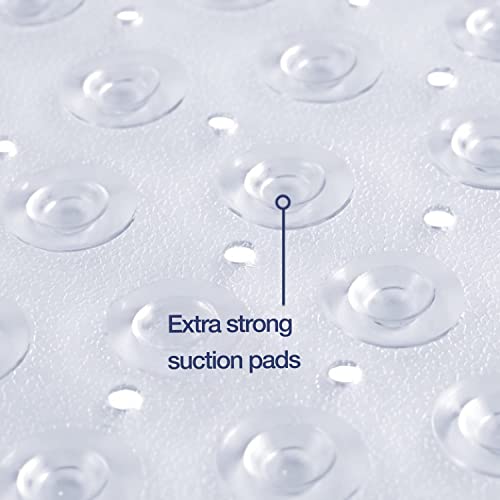 Tranquil Beauty Curved Blue Shower Mat 53x53cm/21x21in |Non-Slip, Machine-Washable Quadrant Bath Mat for Walk in Shower Tray | Shower Mats Non-Slip Suction Cups for Kids & Elderly