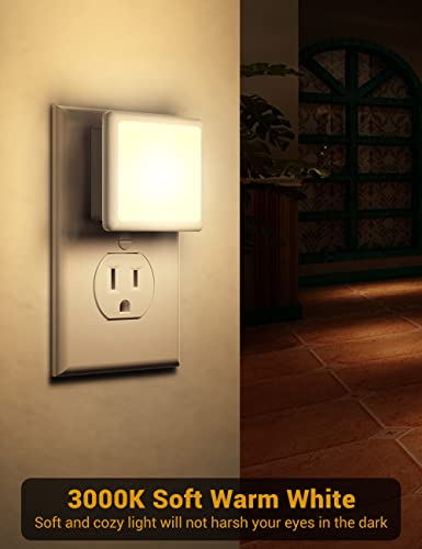 JandCase Night Lights Plug into Wall[4 Pack],Plug in Night Light with Auto Light Sensor,3000K Warm White,Bathroom NightLight for Adults,Hallway,Kitchen