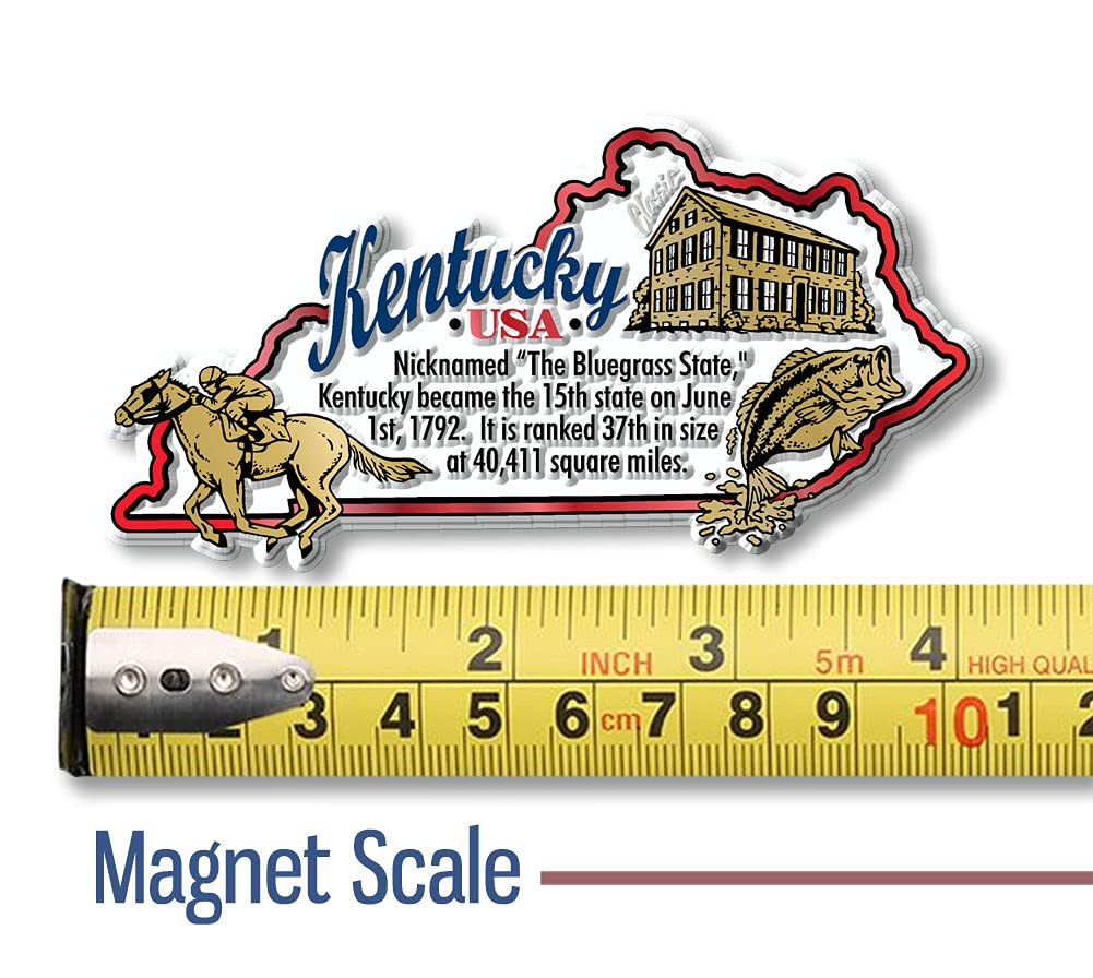 Kentucky Information State Magnet by Classic Magnets, 4.1" x 2.1", Collectible Souvenirs Made in The USA