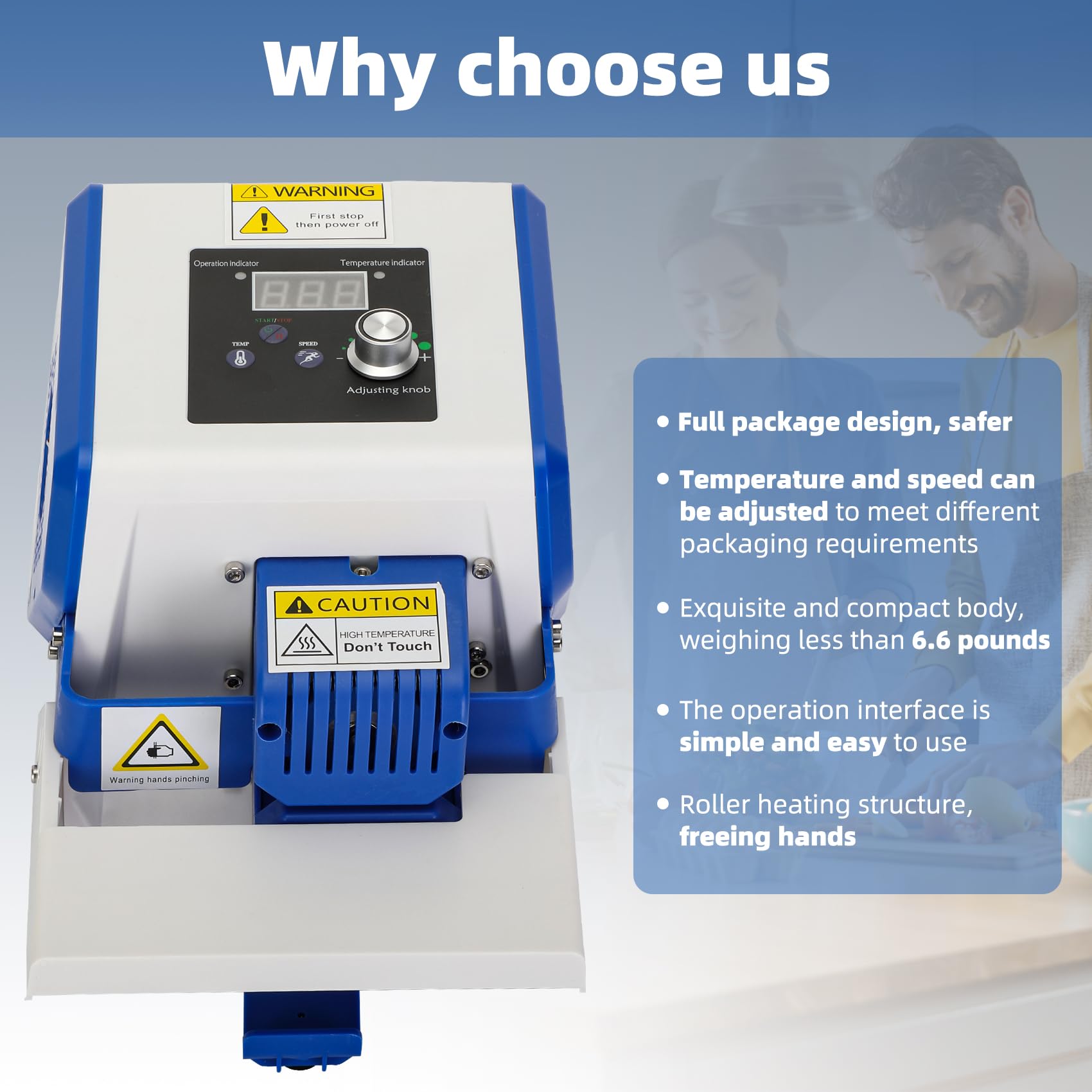 Heat Sealer Machine,Bag Sealer,Continuous Roller Sealer Temperature Control(0-200℃)Fastest Speed Reach 6 Meters Per Minute,Suitable for Small Factories, Warehouses, Shops, and Home Kitchens