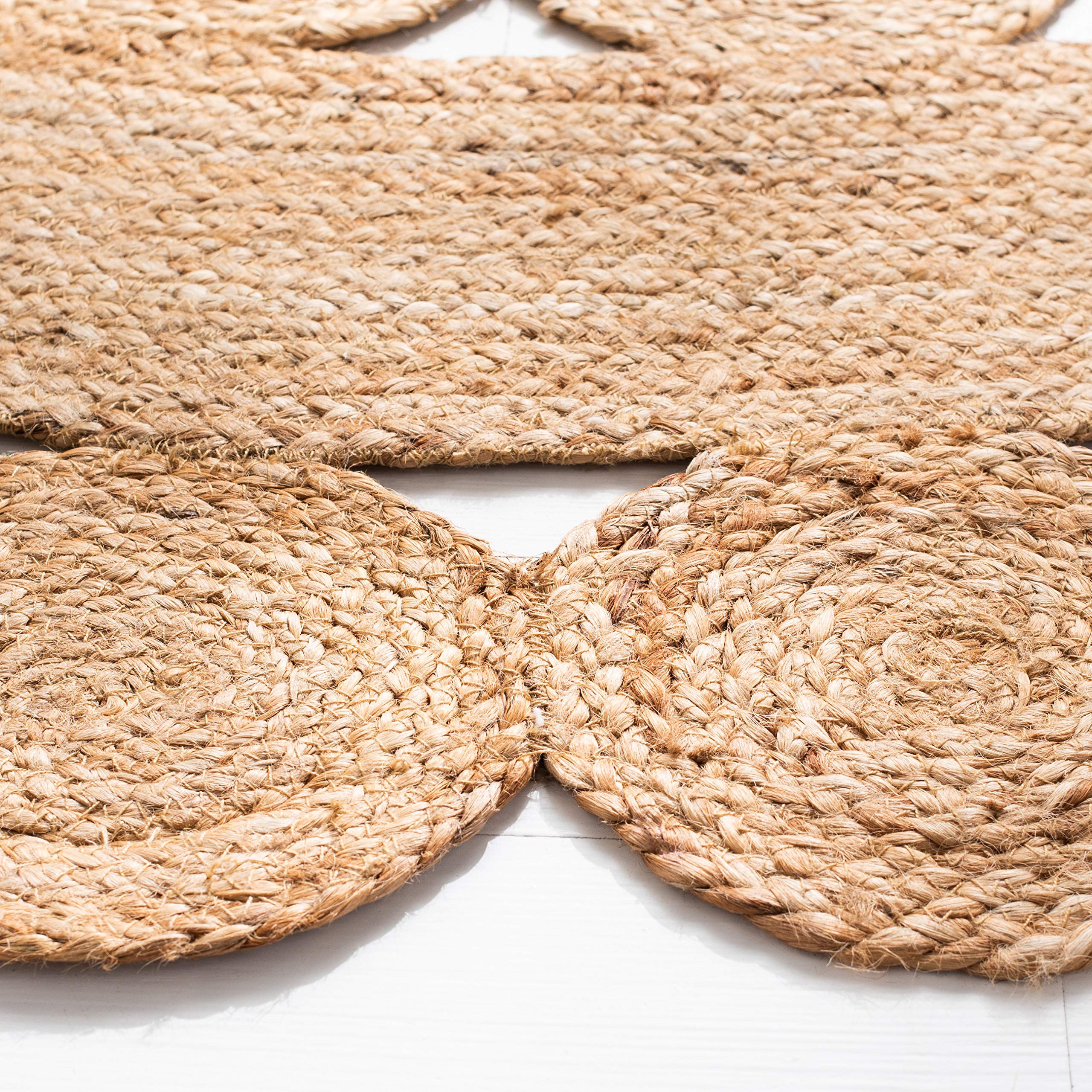 SAFAVIEH Natural Fiber Round Collection 3' Round Natural NFB308A Handmade Boho Country Charm Jute Area Rug