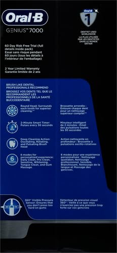 Electric Toothbrush, Oral-B 7000 SmartSeries Black Electronic Power Rechargeable Toothbrush with Bluetooth Connectivity Powered by Braun , 8 Piece Set