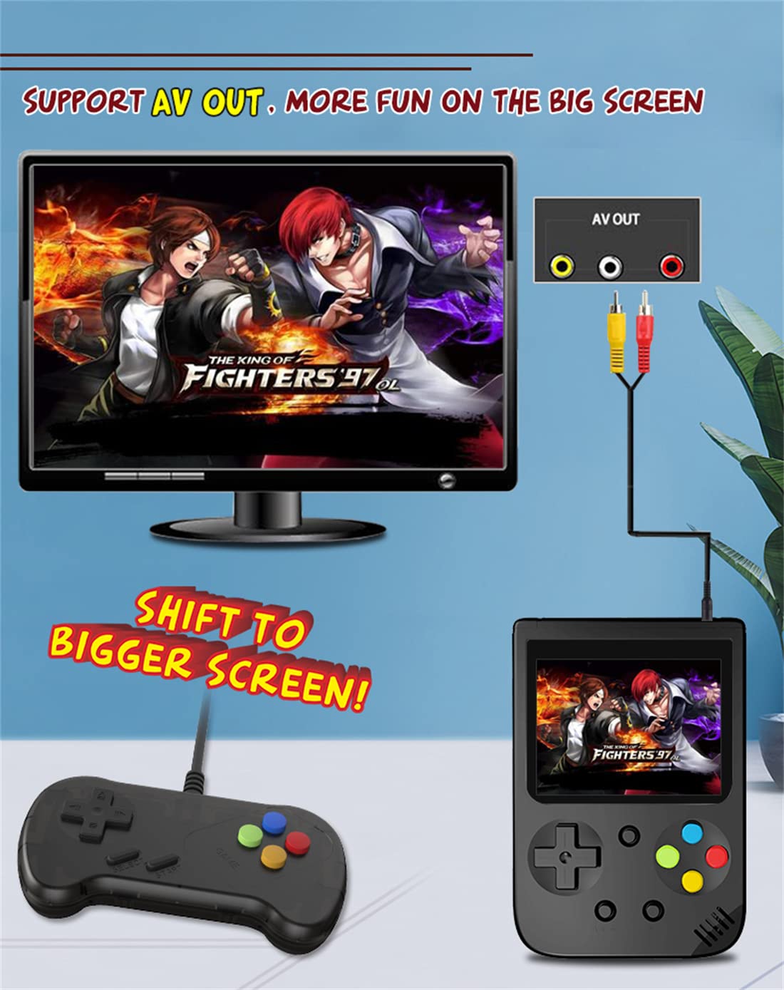 Handheld Game Console for Kids Adults, 3.0" Screen 500 Classic Retro Video Games for Birthday Gift, Support 2 Player and Play on TV