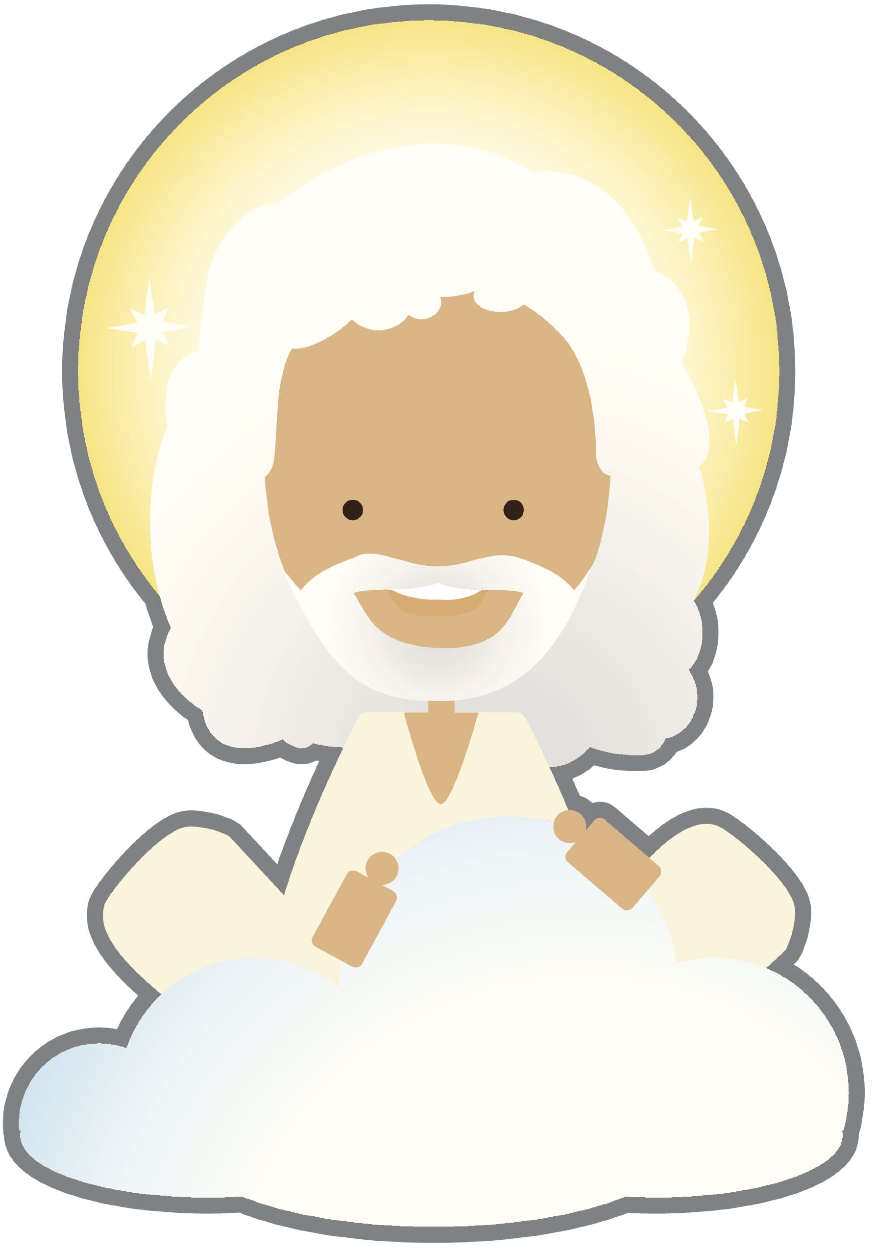 Divine Designs HOLY TRINITY FATHER GOD CLOUD RELIGION YELLOW GREY LIGHT BLUE NUDE BLACK WHITE Vinyl Decal Sticker Two in One Pack (8 Inches Tall)