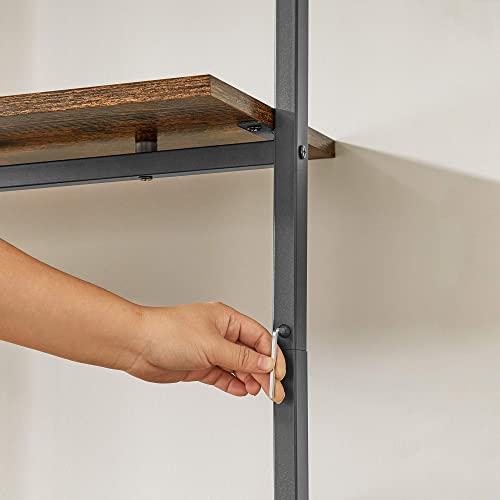VASAGLE Industrial Ladder Shelf, 6-Tier Bookshelf, Wall Shelf for Living Room, Office, Kitchen, Bedroom, 23.6 x 11.8 x 80.6 Inches, Rustic Brown and Black ULLS103B01