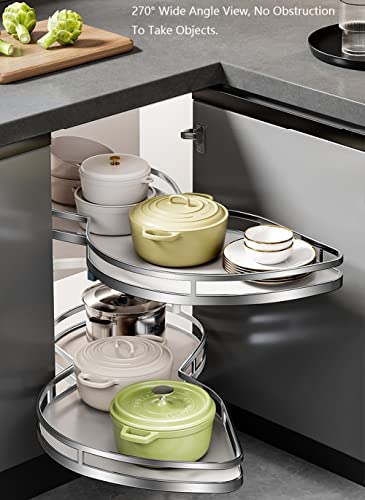 JayHumphrey Swing Left Blind Corner Cabinet Pull Out Organizer for 36 Inch Cabinet, 2 Tier Kitchen Cabinet Swing Tray for Corner Cabinet Blind Shelf - Soft Close - Left Open