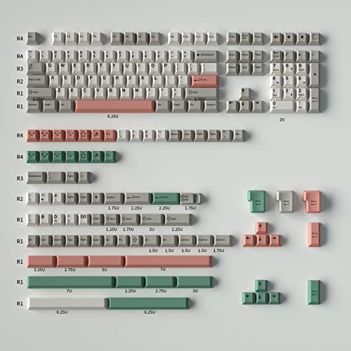 Sumgsn 192 Keys Double Shot 9009 Keycaps Cherry Profile with 7u Spacebar Fit for 61/64/87/104/108 Cherry Mx Switches ANSI ISO Mechanical Keyboard
