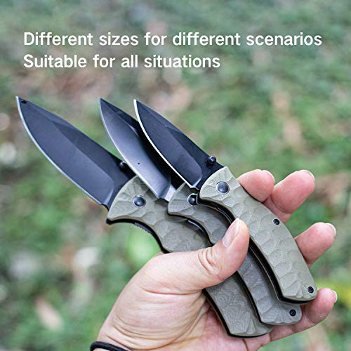 EDC Folding G10 Handle Hunting Knife, Everyday Carry, Tactial Pocket Knife for Hunting, Survival and Camping, Outdoor Tool with Pocket Clip