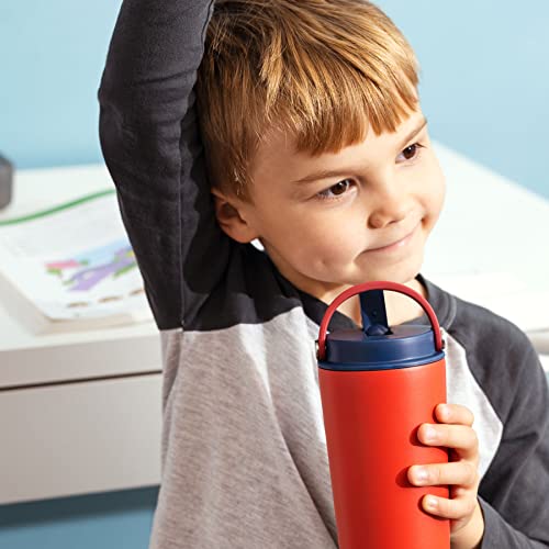 Hydrapeak Junior 14oz Insulated Kids Water Bottle with Straw Lid - Stainless Steel Double Walled and Leak-Proof Insulated Kids Water Bottle for School (Bubblegum/Cloud)