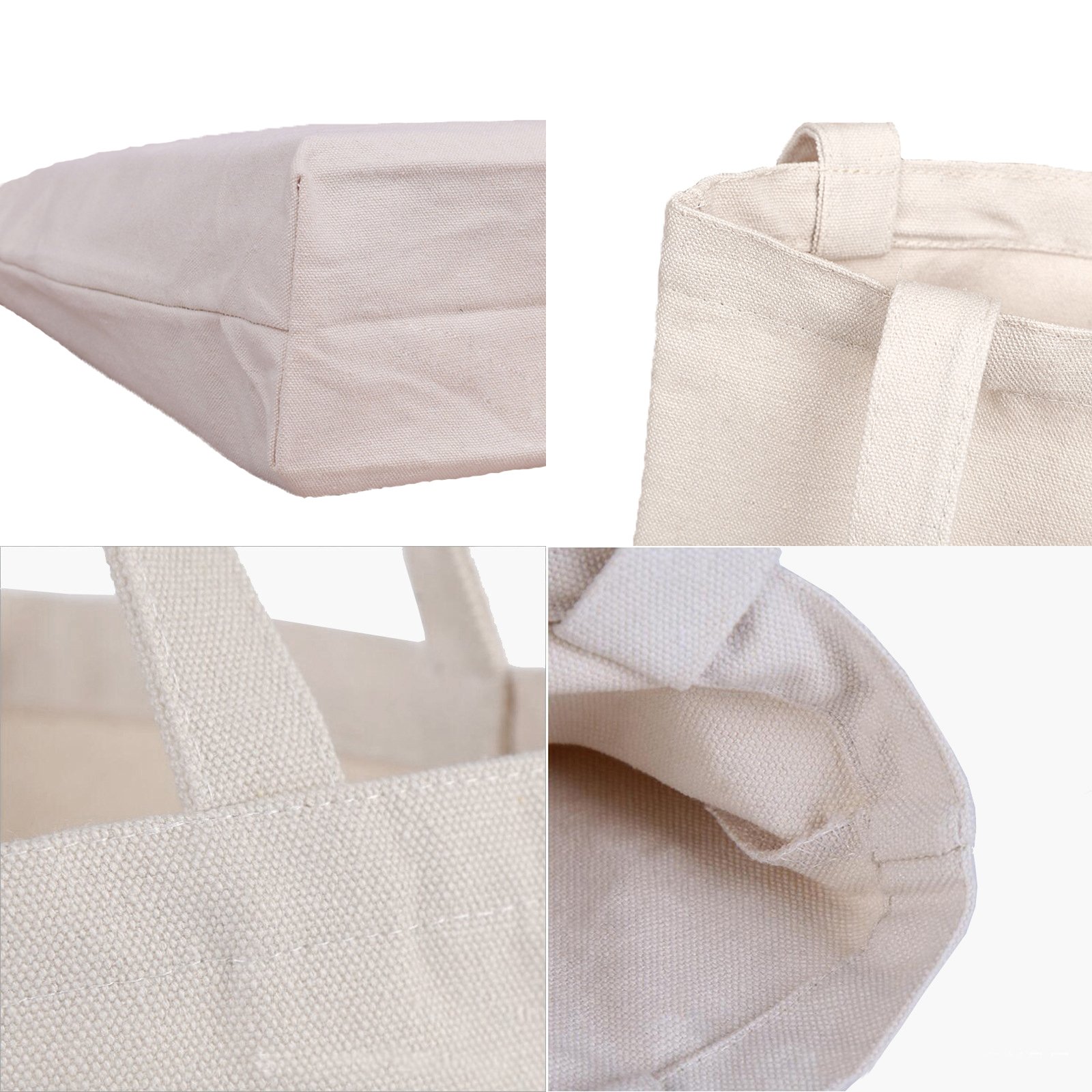 KERAYZE 1 PCS Canvas Bags Heavy Natural Canvas Tote Bags with Long Handles Grocery Bags (15.7" x 13.7" x 4", 12 oz)