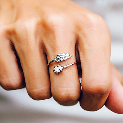 Pura Vida Silver Disney Pocahontas Feather Wrap Ring w/Opal Stone - Brass Base, Rhodium Plating - Size 7