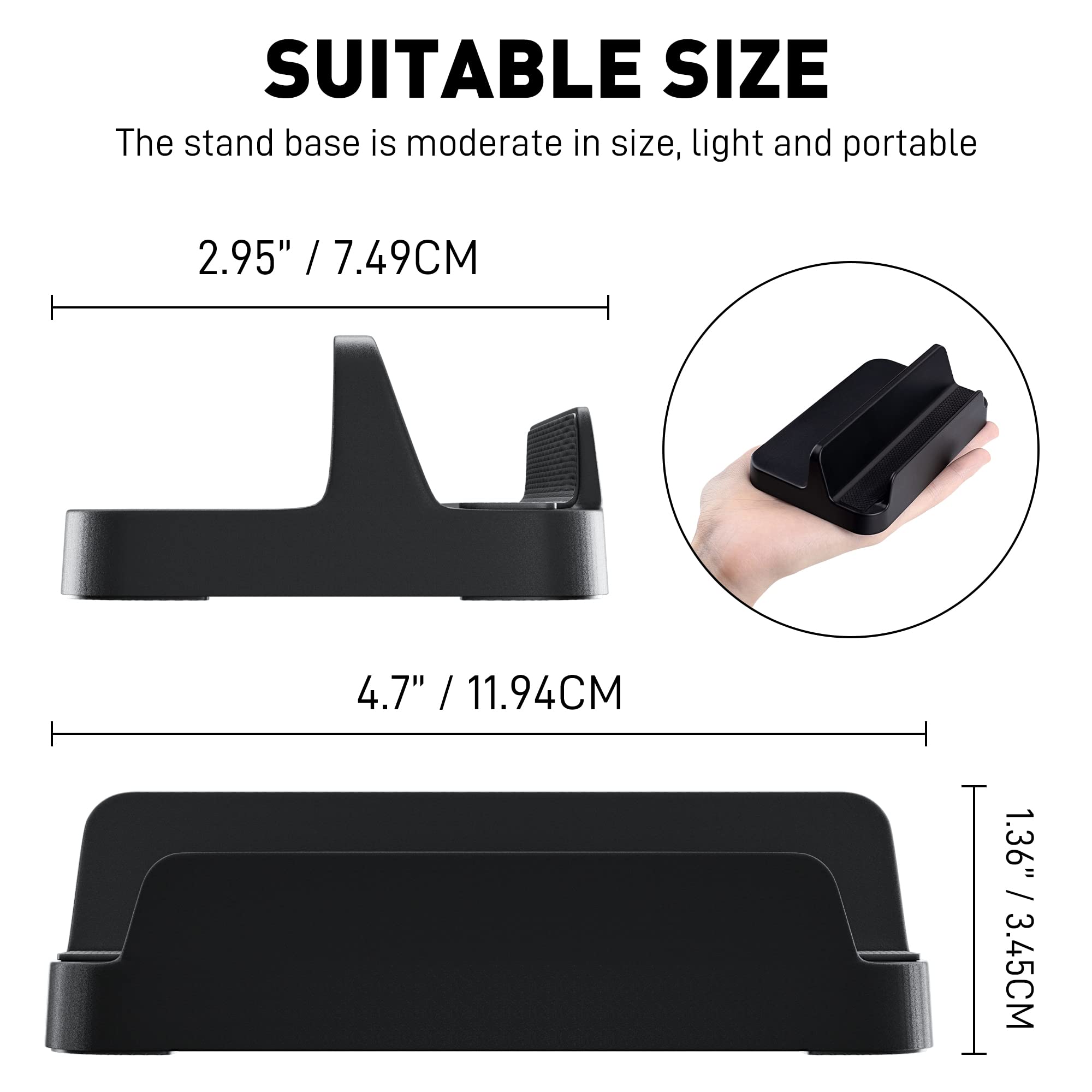 GLDRAM Stand Dock Compatible with Valve Steam Deck 2021, Black Stand Base for Steam Deck with 6 Thumb Caps, Sturdy Metal Dock, Non-slip Silicone Pads, Stand for Steam Deck, Switch, Phone