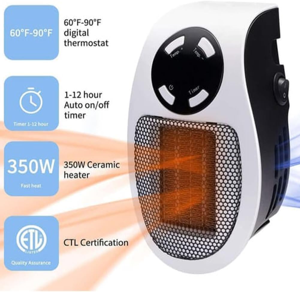 Heatzo Heater, Heatzo Heater Protable Heater, Portable Space Heater, Small Space Heaters Mini Top Heat Plug In Wall Heater, Indoor Electric Space Heaters (1pc)