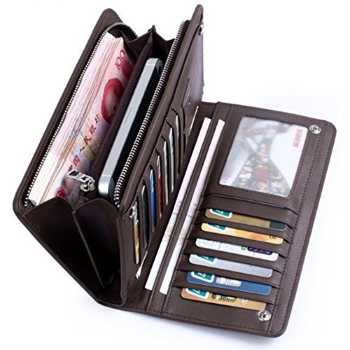 Rswsp Minimalist Leather Bifold Wallet for Men Business Casual Card Cases Large Storage Capacity，KF010BR