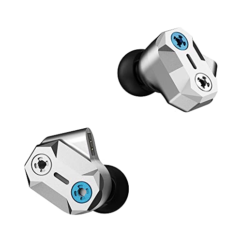 Letshuoer Tape Pro Electrostatic Dynamic Hybrid IEM Headphones with bass Tuning Screws and Dual pin Silver Plated Copper Cables (Silver)