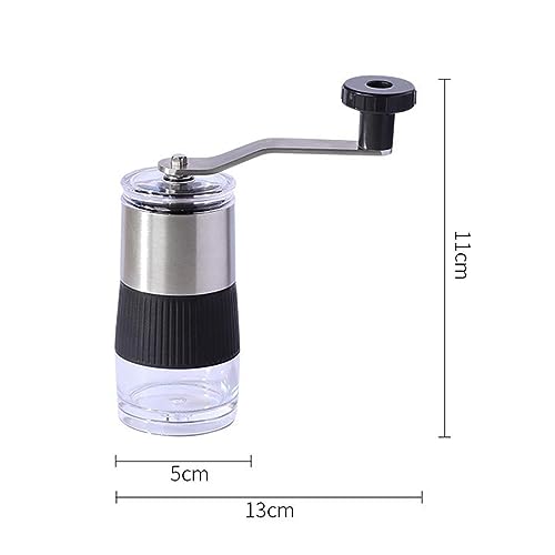 KLKCMS Coffee Grinder, Conical Burr Mill, Ceramic Burrs, Coffee Beans Mill Hand Crank Coffee Mill Manual Grinder for Outdoor Camping Travel, Silver