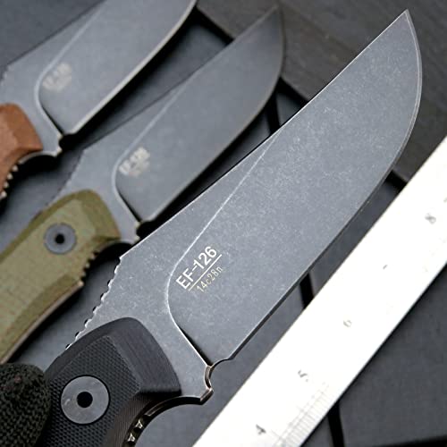 Eafengrow EF126 Fixed Blade Knife 14C28N Steel Blade, G10 Handle Full Tang Fixed Knife for Outdoor Camping Hunting Survival EDC Tool Knife(Black)