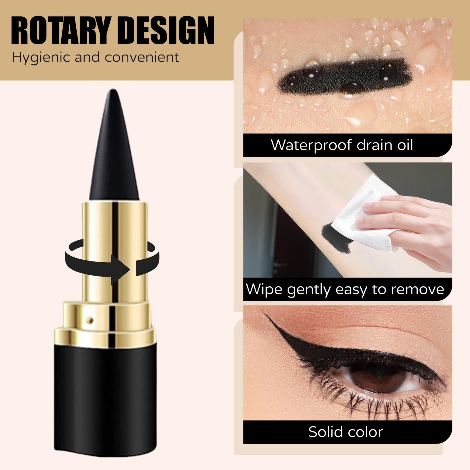 Go Ho Matte Black Gel Eyeliner Stick,Dark Black Eyeliner Gel,Creamy and Smooth Black Gel Eye Liner Makeup for Women,Easy Apply and Remove Eye Black