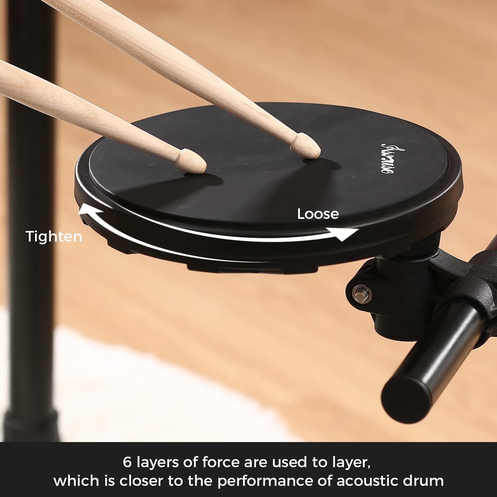 Electric Drum Set, Electronic Drum Kit for Kids and Beginner with 120 Sounds, 10 Demo Songs, Mesh Drums with Drum Throne, Sticks