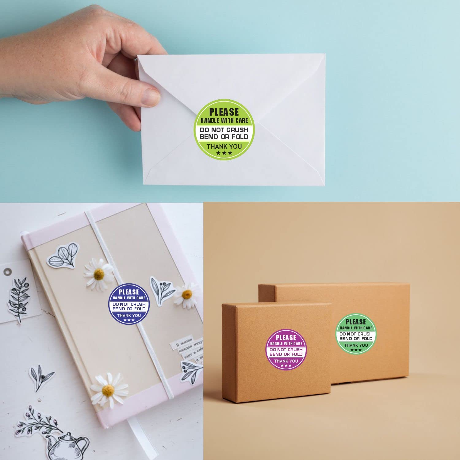 Handmade with Love Stickers - (Pack of 300) 2" Large in Sheets Essential Small Business Labels for Packaging Gift Envelopes Seals Boxes - Multi Color