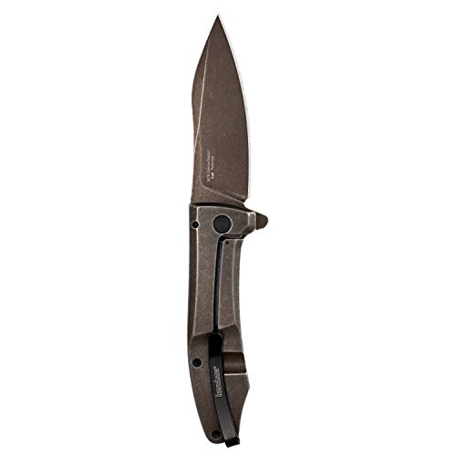 Kershaw Boilermaker Pocketknife; 3.3-inch 8Cr13MoV Stainless Steel Blade, SpeedSafeĀ® Assisted Open, Brown PVD Coating with Stonewashed Finish, Frame Lock, Every Day Carry (3475), Black