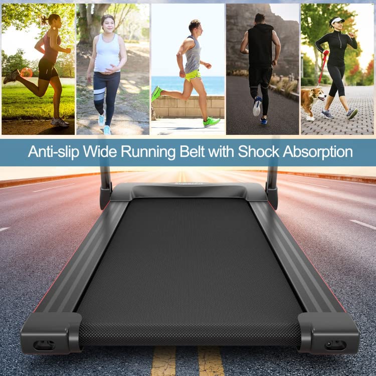 Electric Folding Treadmill with HD LED Display and APP Control Speaker, Black