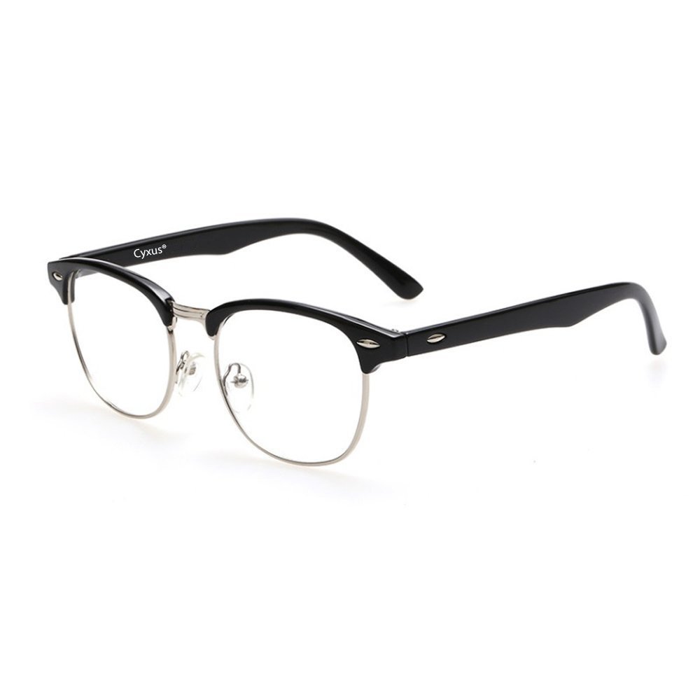Cyxus Men Blue Light Blocking Glasses Half Rimless Computer Gaming Glasses Square Fashion Glasses for Men 8156T01