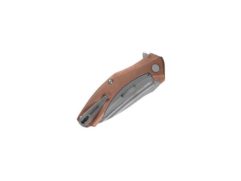 Kershaw Copper Natrix Pocket Knife; 3.25 in. D2 Corrosion Resistant Steel; Heavy Stonewashed Copper Handle, KVT Ball Bearing Opening (7007CU)