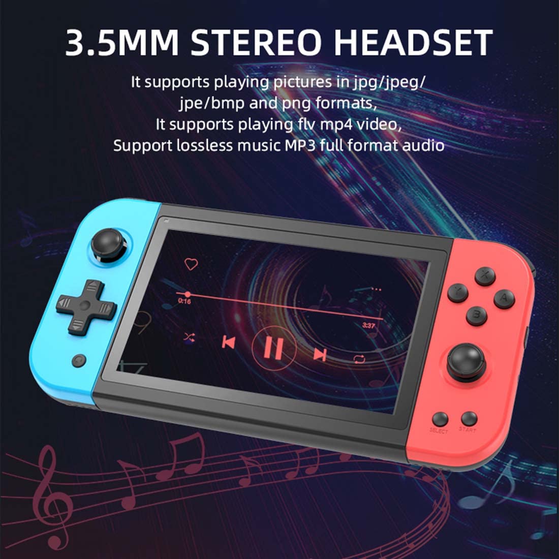 KKXX Powkiddy X51 Retro Handheld Game Console for Kids and Adults, 5-Inch IPS Screen Console Built-in 5700+ Games Supports Stereo Earphone